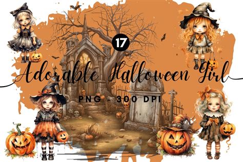 Adorable Halloween Girl Watercolor Graphic By Lucky789 Design
