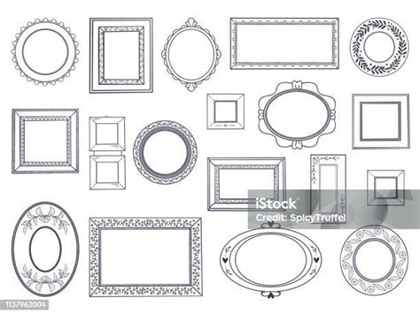 낙서 프레임 사각형 손으로 테두리 연필 원 라인 둥근 곡선 프레임 어린이 펜 그림을 그립니다 벡터 밑줄 낙서 액자에 대한 스톡 벡터 아트 및 기타 이미지 Istock
