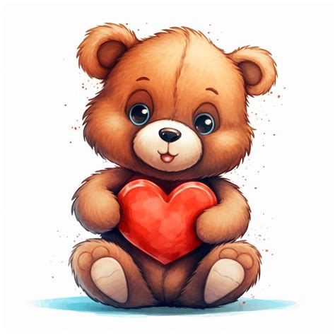 Premium Ai Image A Drawing Of A Teddy Bear Holding A Heart That Says