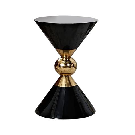 Modern Round Black End Table Of Hourglass Fiberglass In Small Living