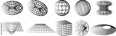Raster 3d Mesh Shapes Wireframe Shapes Abstract Vector Raster Image