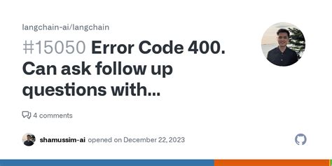 Error Code 400 Can Ask Follow Up Questions With Agentexecutor · Issue