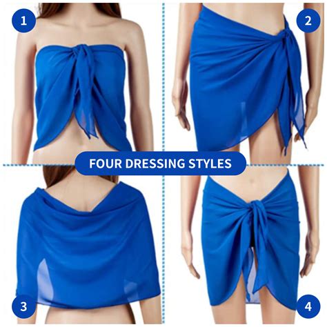 Tisoloow 2 Pieces Women Beach Sarongs Sheer Cover Ups Chiffon Bikini