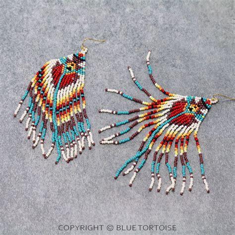 Western Seed Bead Tassel Dangle Earrings Bluetortoisewholesale