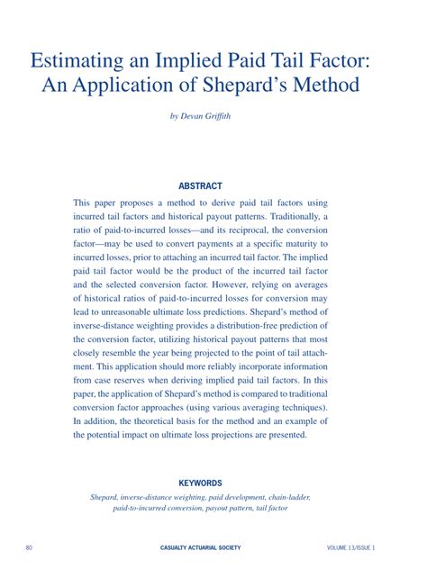 Pdf Estimating An Implied Paid Tail Factor An Application Of Shepard