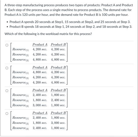 Solved 1 ﻿which Of The Following Is The Workload Matrix For
