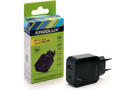 Сетевой адаптер 1usb 1type C Ergolux Elx рa01qc C02 100 220в 5 9v 3а