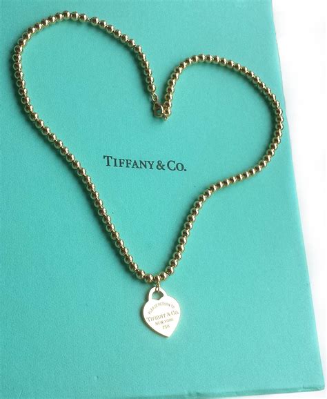 Tiffany And Co Return To™ 18k Yellow Gold Small Bead Necklace With Hear