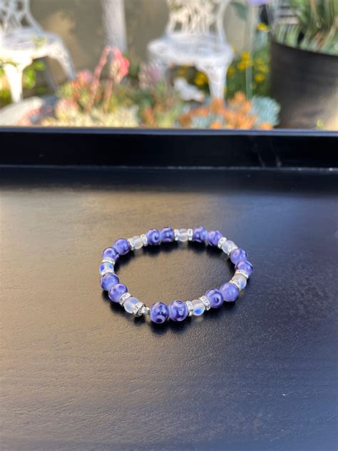 Beaded Blue Purple Bracelet Etsy