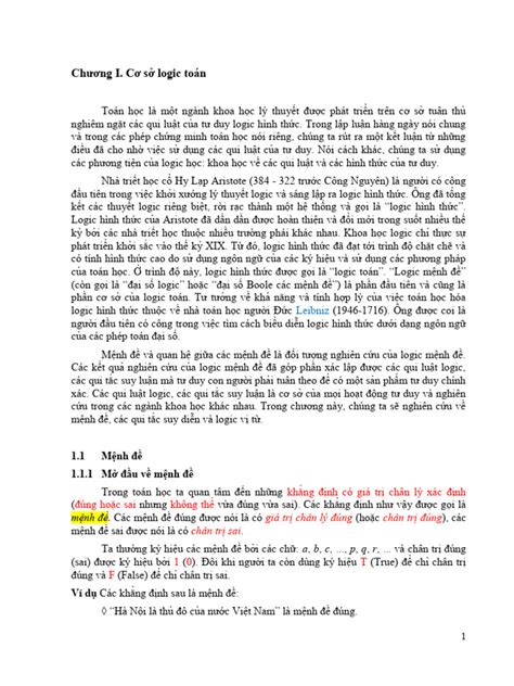 Chuong 1-Co so logic toan | PDF