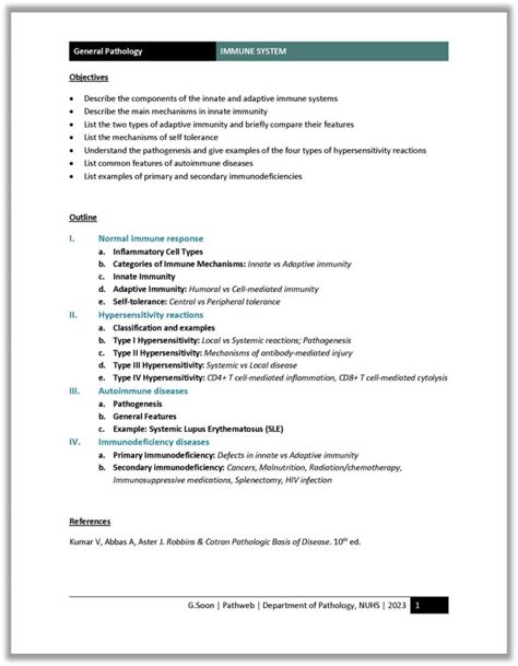 Inflammation Study Notes And One Page Summary Nus Pathweb Nus Pathweb