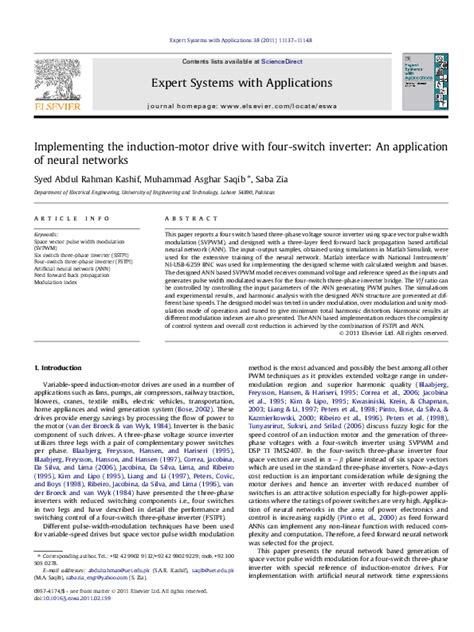 Pdf Implementing The Induction Motor Drive With Four Switch Inverter An Application Of Neural