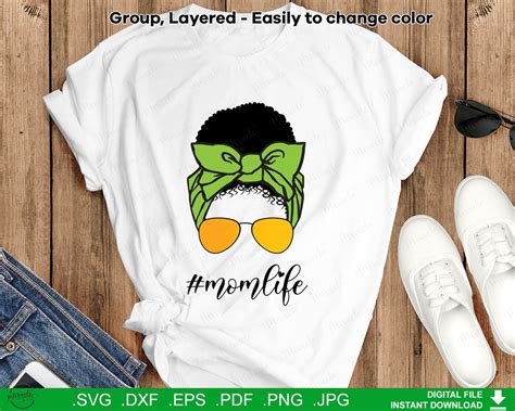 Afro Mom Life Svg Messy Bun Mom Svg Afro Puff Hair Svg Etsy