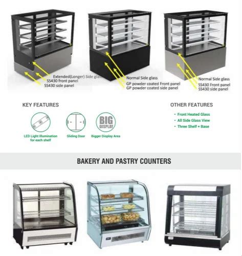 Stainless Steel Hot And Cold Ss Display Counter For Bakery Hotels At