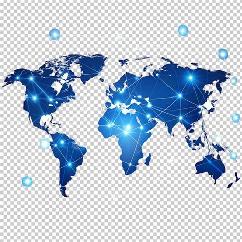 Conexión a la red global mapa del mundo punto y línea PSD Premium