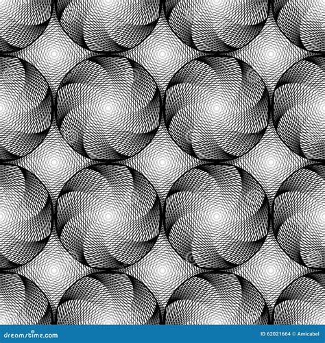 Design Seamless Monochrome Circular Pattern Stock Vector Illustration