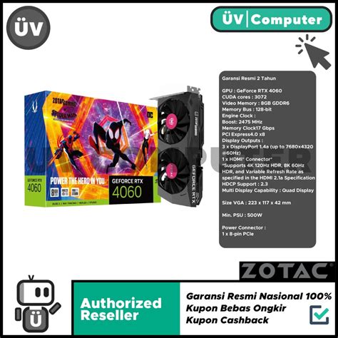 Jual VGA Card Nvidia ZOTAC GAMING GeForce RTX GB OC Spider Man GDDR Shopee Indonesia
