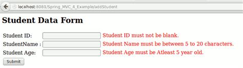 Spring MVC Validation Example