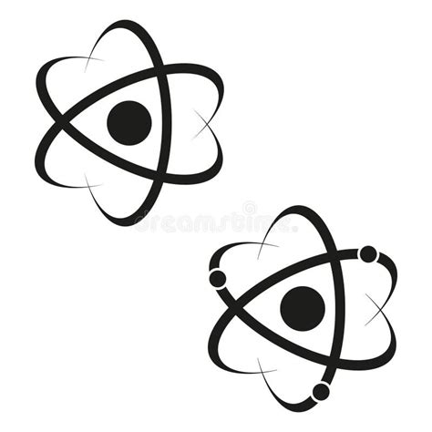 Atomic Structure Icon Scientific Molecule Illustration Abstract Energy Symbol Black And White
