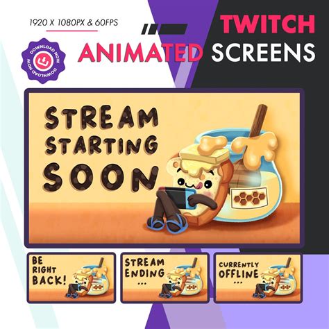 Animated Toast Overlay Cute Bread And Butter Screens For Streamers Etsy