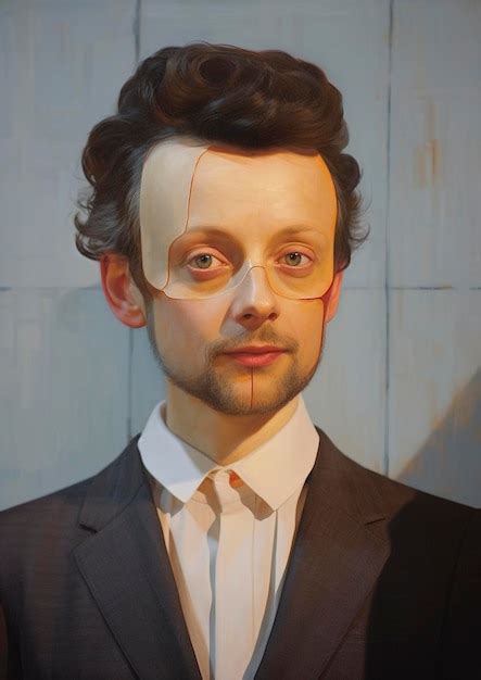 A Man With A Fake Face And A Fake Skin On His Face Premium Ai