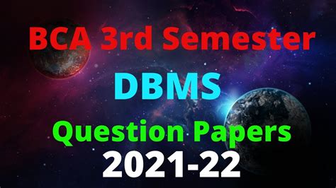 Dbms Bca 3rd Semester Question Paper 2019 2022 Database Management
