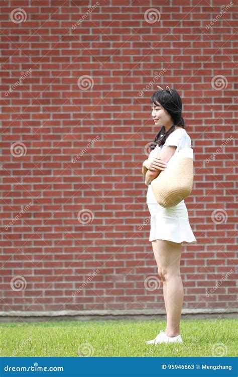 Relaxed Asian Chinese Girl Enjoy Free Time Stock Image Image Of