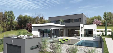 An Artists Rendering Of A Modern House In The Middle Of A Green Area