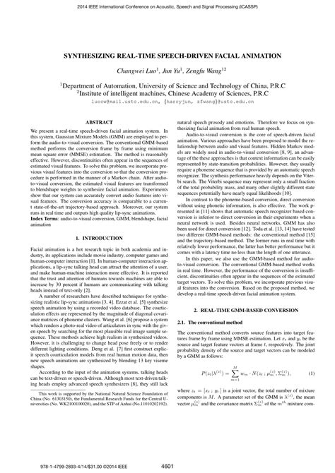 pdf synthesizing real time speech driven facial animation