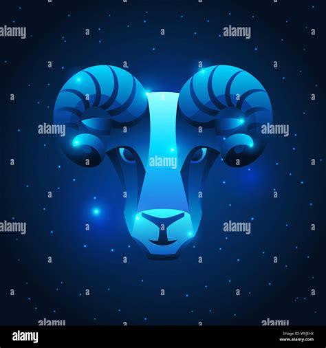 Aries Zodiac Sign Blue Star Horoscope Symbol Stylized Astrological