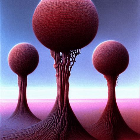 Fractal Trees Alien Landscape Kunstwerk Von Zdzisław Beksiński