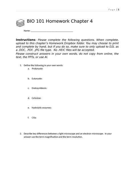 BIO Homework Chapter BIO Homework Chapter Name