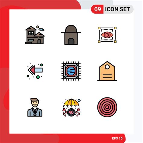 Stock Vector Icon Pack Of Line Signs And Symbols For Processor Cpu Visual Left Arrow Editable