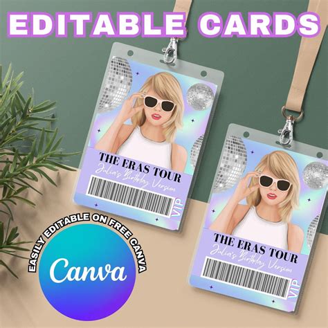 Editable Vip Party Pass Badge Disco In My Birthday Era Birthday Girl