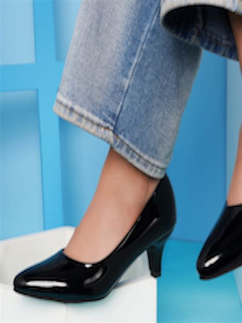 Buy Dressberry Black Pointed Toe Kitten Heel Pumps Heels For Women