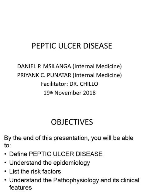 Peptic Ulcer Disease 2018 Editted Pdf Clinical Medicine Gastroenterology