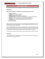 Lab 2 Shell Script 1 Spring 2016 IFT 488 Systems Administration Of