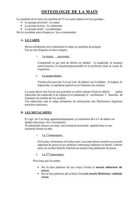Ostéologie De La Main Osteologie De La Main Le Squelette De La Main