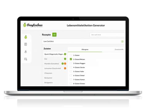 Allergenkennzeichnung für Speisekarte Rezeptrechner