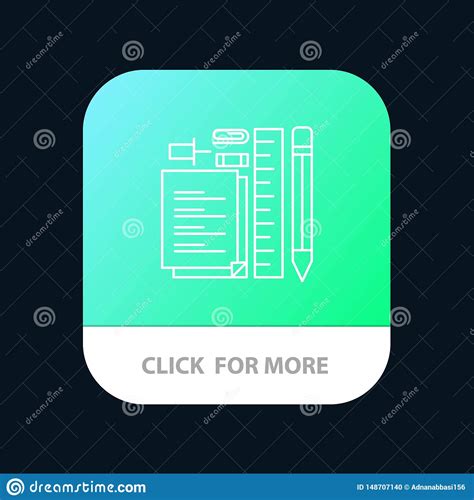Stationary Pencil Pen Notepad Pin Mobile App Button Android And Ios Line Version Stock