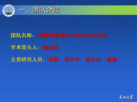 油藏数值模拟与油田开发优化团队 油气资源与勘探技术教育部重点实验室
