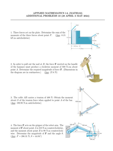 Additional Tutorial Problems 10 2024 Pdf