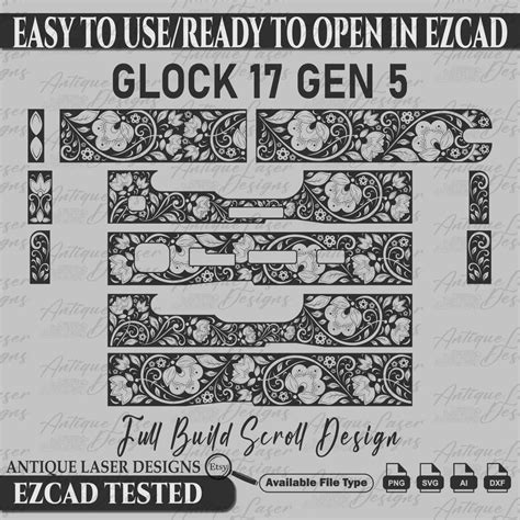 Glock 17 Gen 5 Engraving Scroll Design Svg Glock Custom Slide Pattern