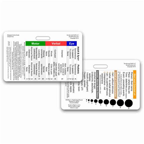 Buy Glasgow Coma Scale Gcs Horizontal Reference Badge Id Card 1 Card