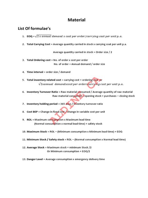 Cma Formulas Pdf Economies Business Process
