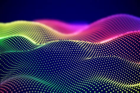 Abstract Digital Landscape Or Soundwaves With Flowing Particles Stock Vector Illustration Of