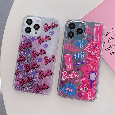 Cartoon Pink Barbie Love Girl Quicksand Straight Edge Soft Etsy