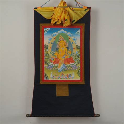 Tibetan Thangka Buddha Hanging Scroll God Of Wealth Auction