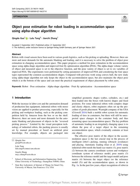 Object Pose Estimation For Robot Loading In Accommodation Space Using
