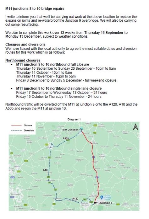M11 Junctions 8 To 10 Bridge Repairs Melbourn Parish Council